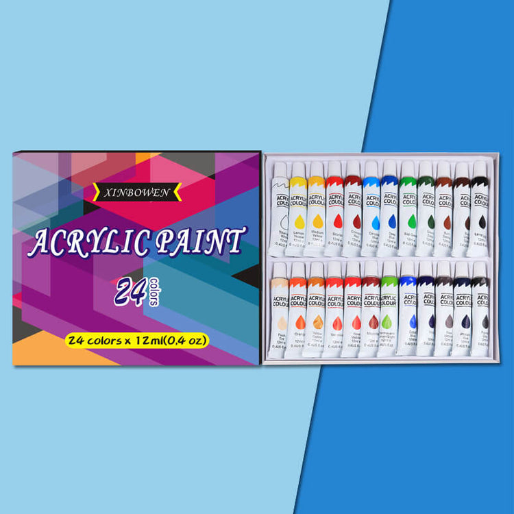 Acrylic Paint 12ml Tubes Non-toxic - Set of 24 Colors